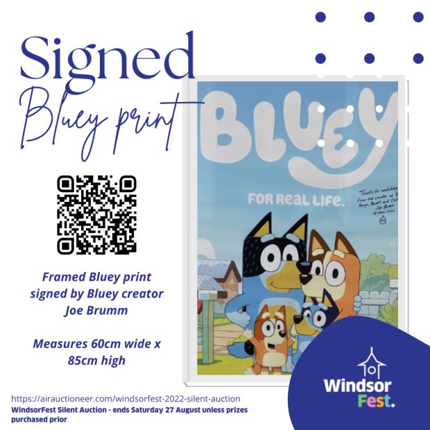 Framed Bluey Print Signed by Bluey Creator Joe Brumm | AirAuctioneer