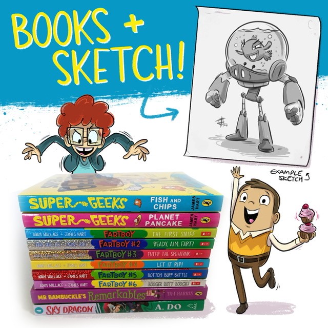 Book Bundle signed by illustrator James Hart plus a character sketch ...