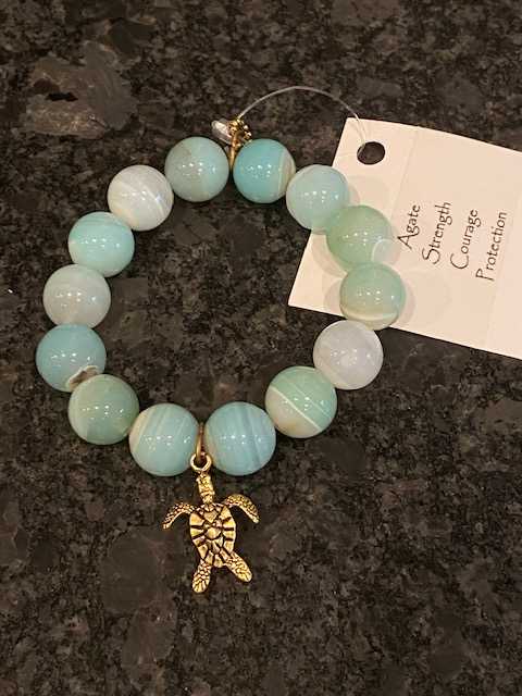 Agate Bracelet with Turtle Charm, donated by Alison Frey | AirAuctioneer