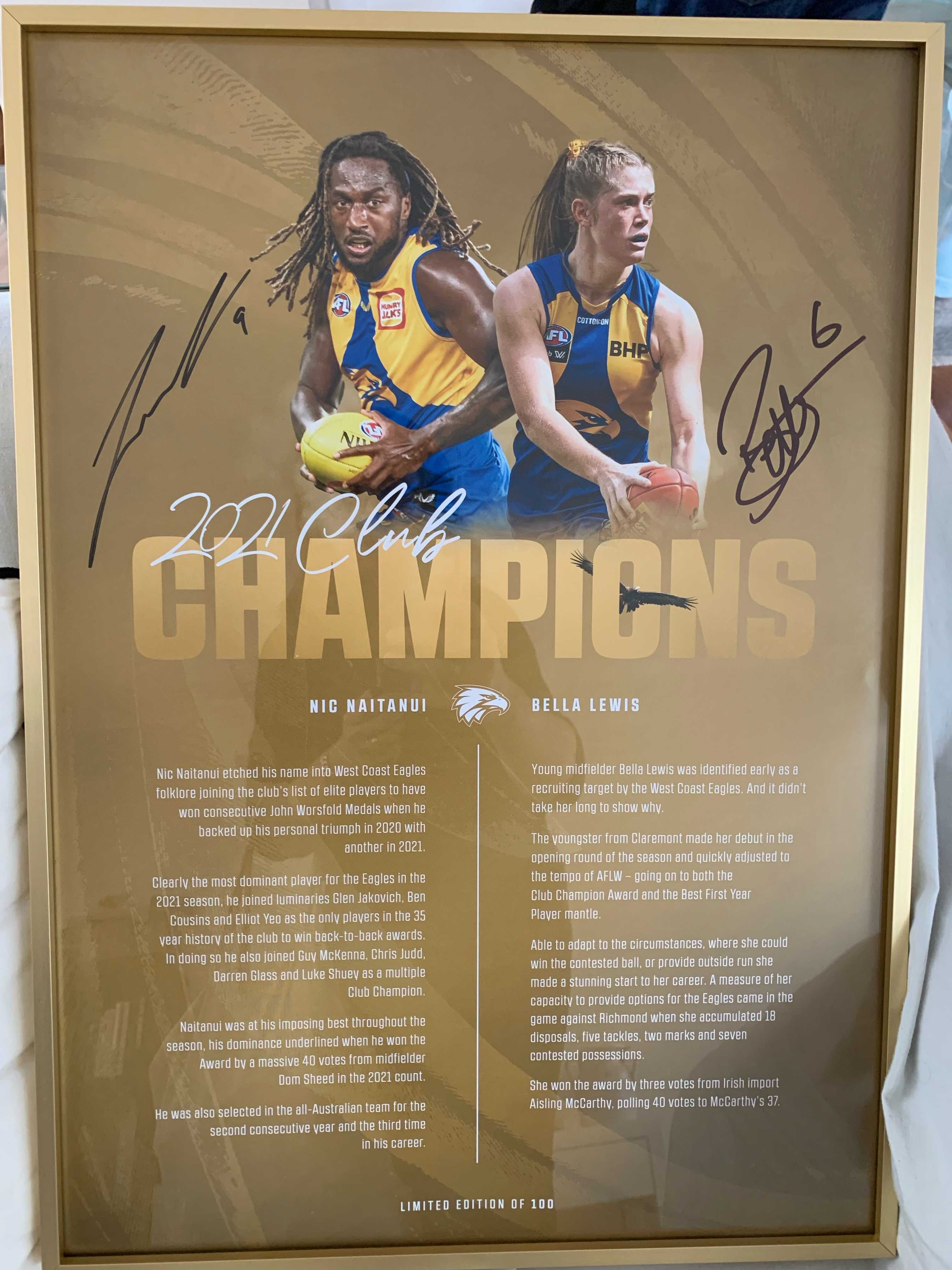 Eagles - Nic Naitanui & Bella Lewis Framed Limited Edition Tribute ...