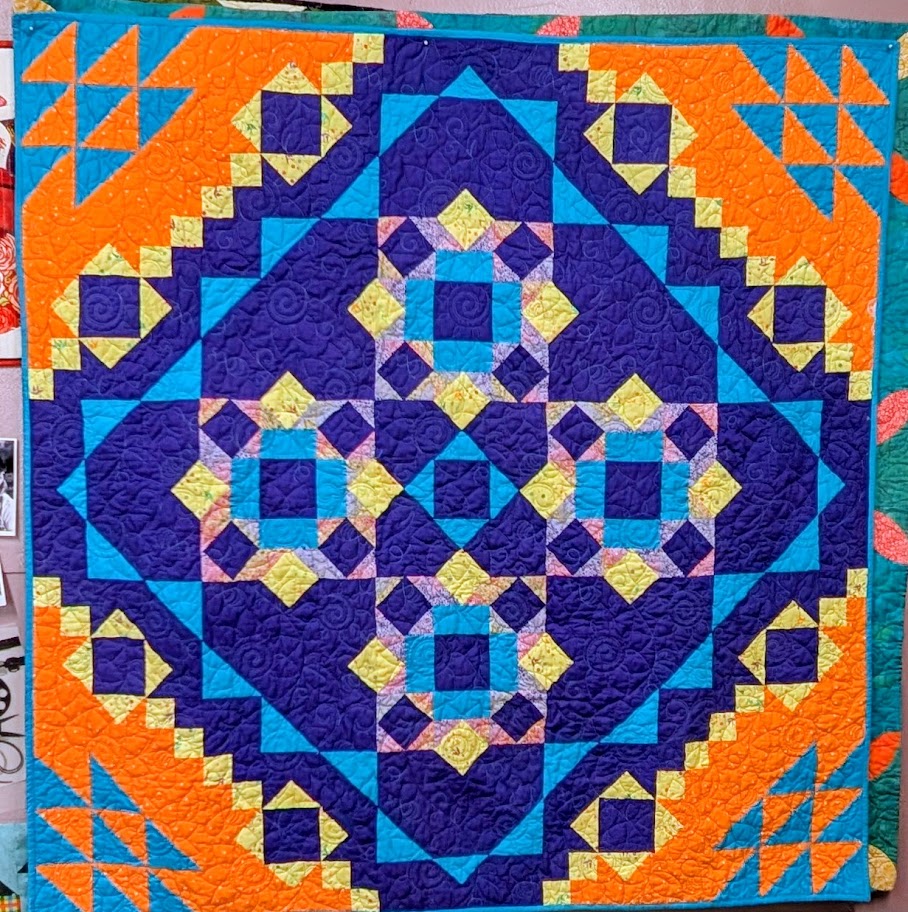 Purple Orange & Turquoise Small Quilt | AirAuctioneer