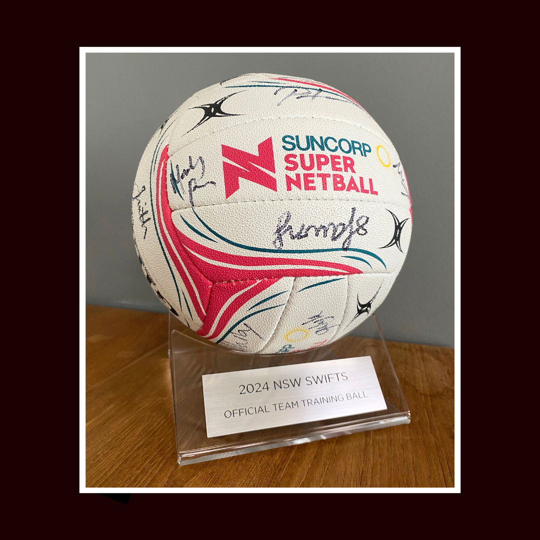 Signed Official 2024 NSW Swifts Training Ball and Display Stand ...