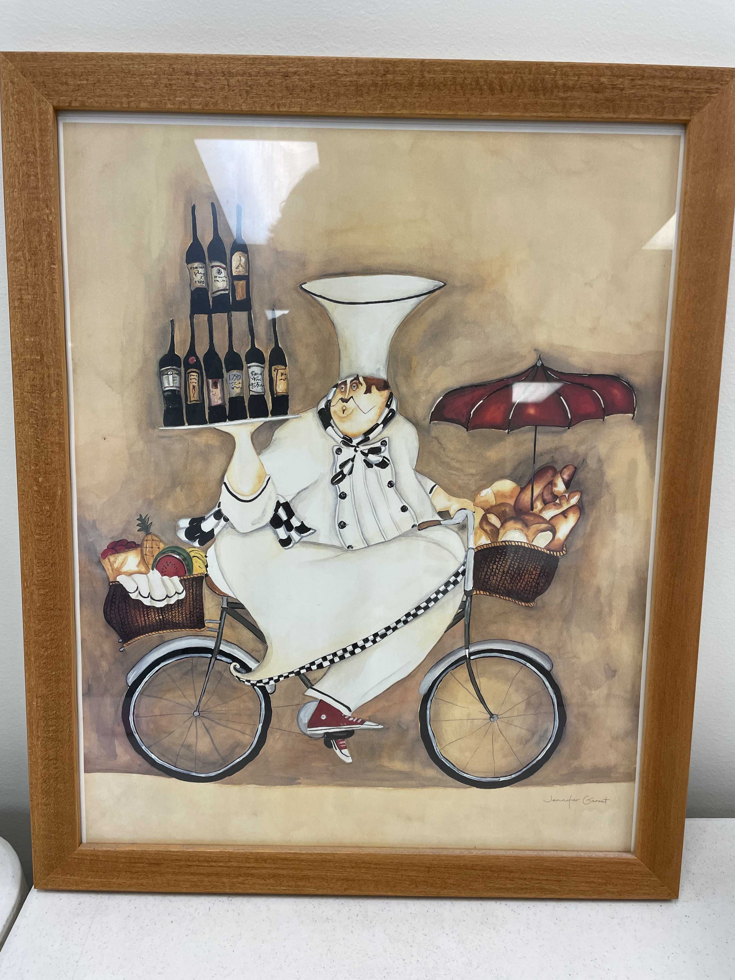 Large Framed Print/Chef on Bike | AirAuctioneer