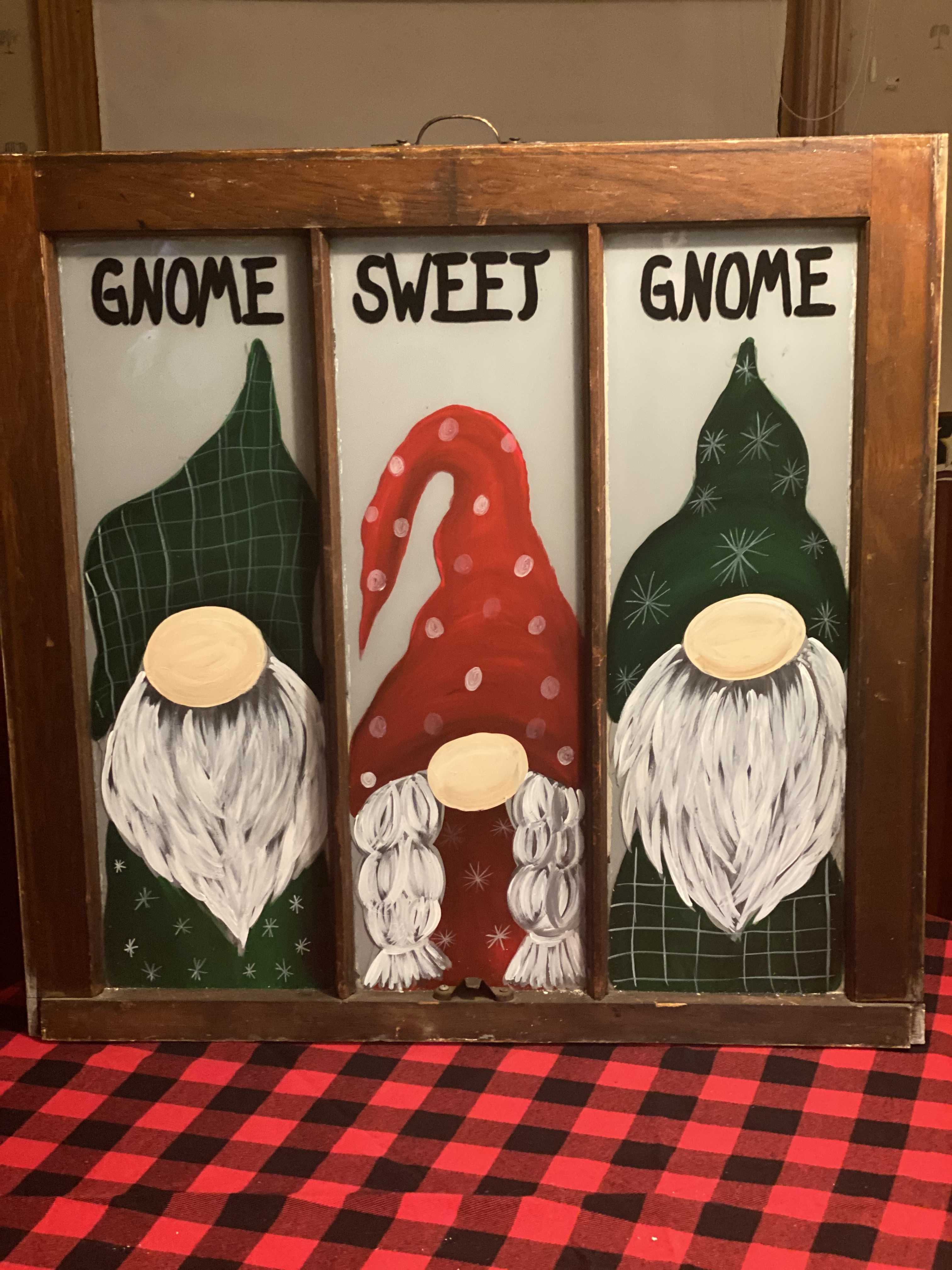 Gnome Sweet Gnome Window Painting | AirAuctioneer