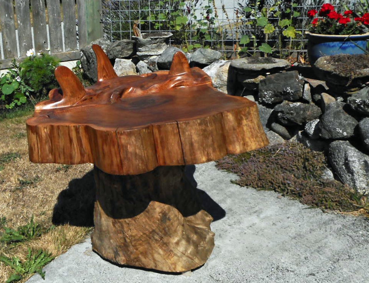 Leo Osborne's Artistic Old Growth Cedar "Orca Fins" Table | AirAuctioneer